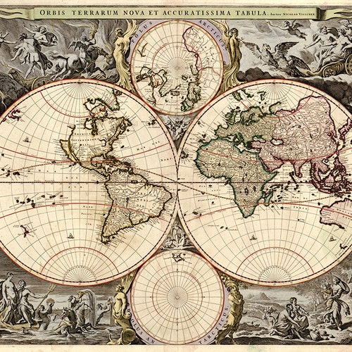World Map of 1684 by J. Blaeu. Restoration Hardware Home Deco - Etsy