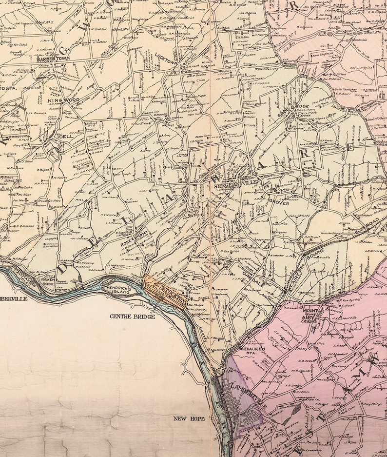Map of Hunterdon County New Jersey 1902. Vintage Restoration - Etsy