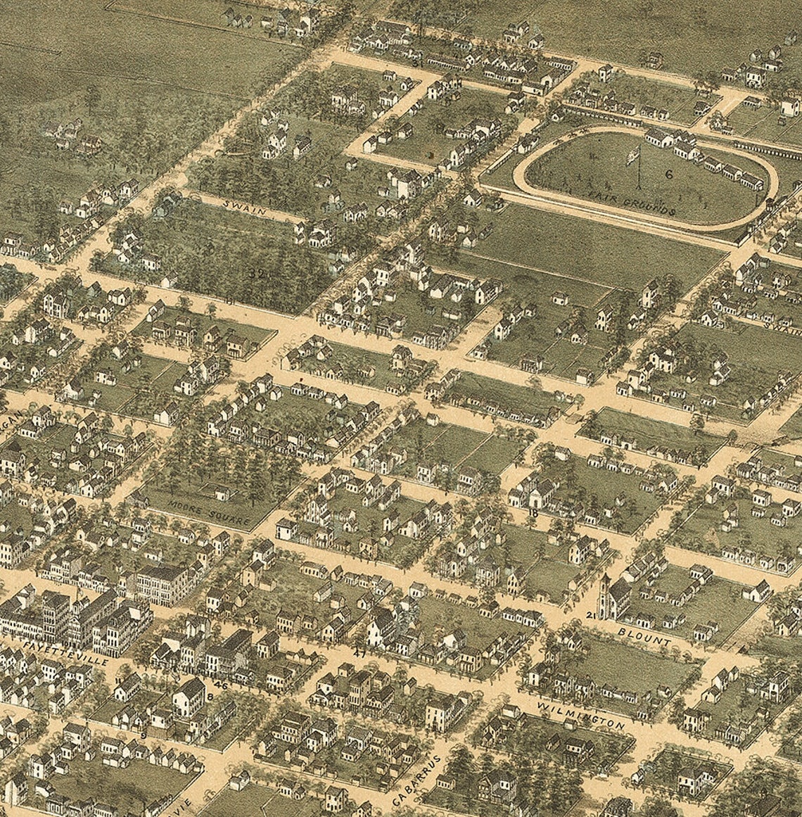 Map of Raleigh North Carolina NC 1872. Vintage Restoration - Etsy