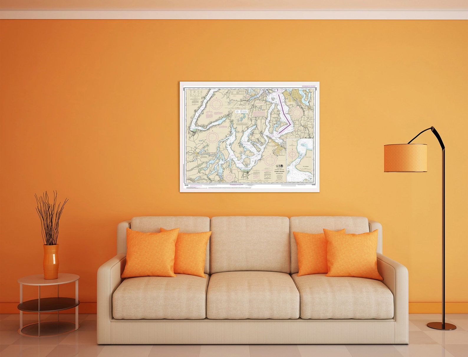 Nautical Charts of Puget Sound - Southern Part Seattle to Olympia ...