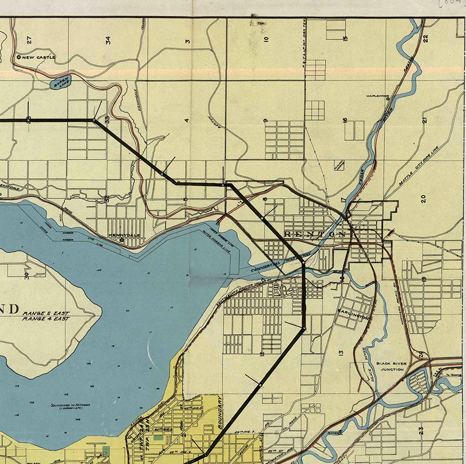 Map of Port of Seattle King County Washington WA. 1918. | Etsy
