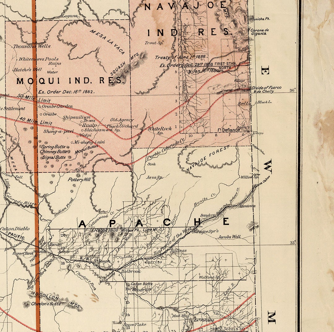 Map of Territory of Arizona 1883. Vintage Home Deco Style Old | Etsy