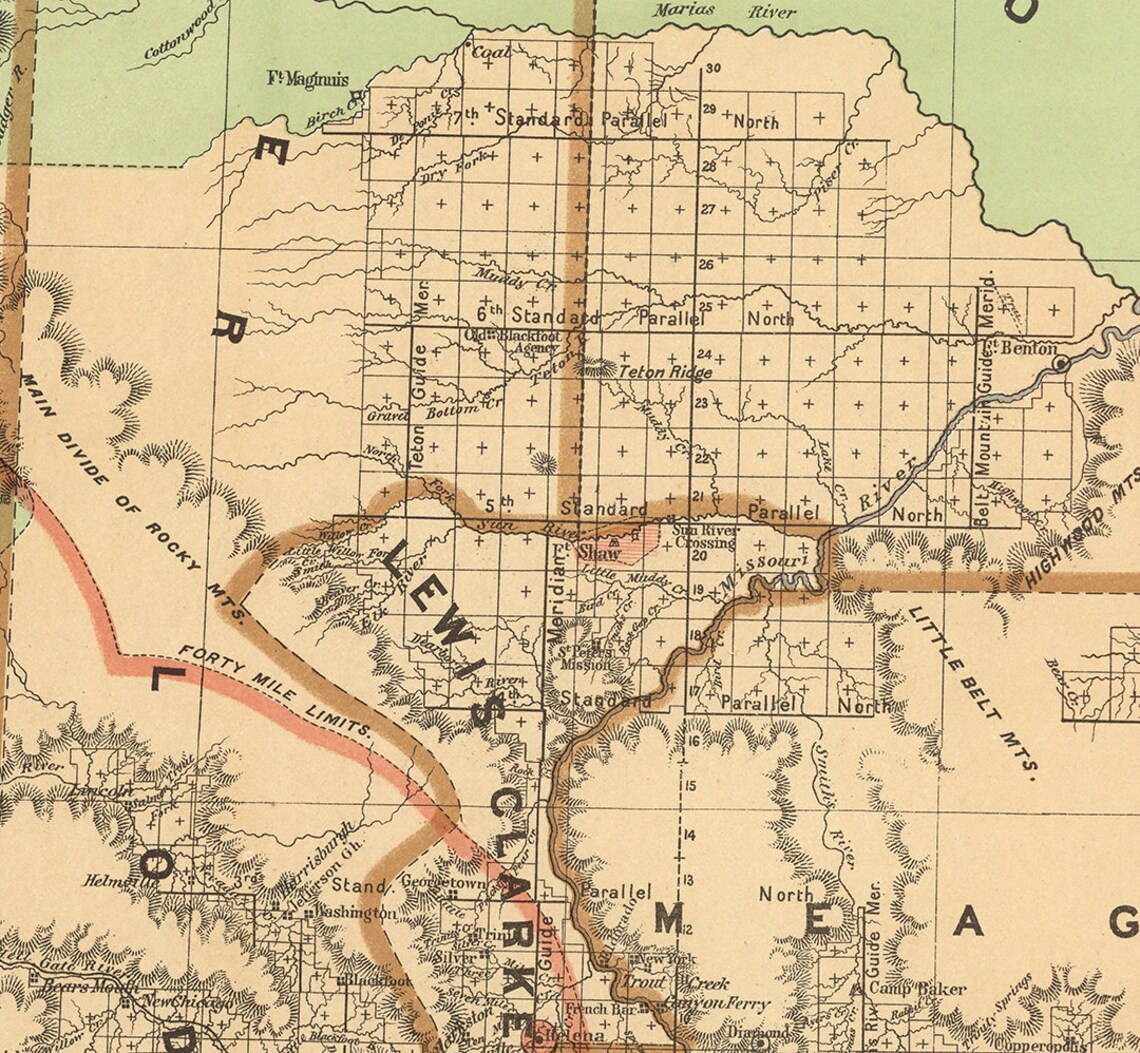 Map of Montana 1876. Restoration Hardware Home Deco Style Old | Etsy