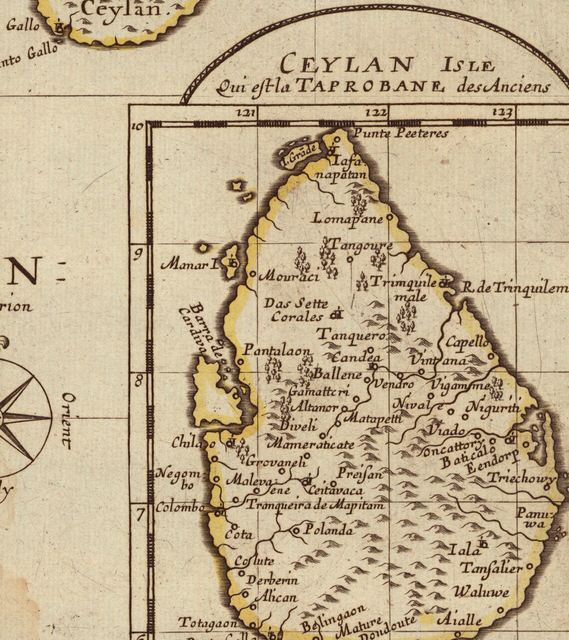 Map of Ceylan, Et Les Maldives, Sri Lanka, 1652. Kartenslg Mappe ...