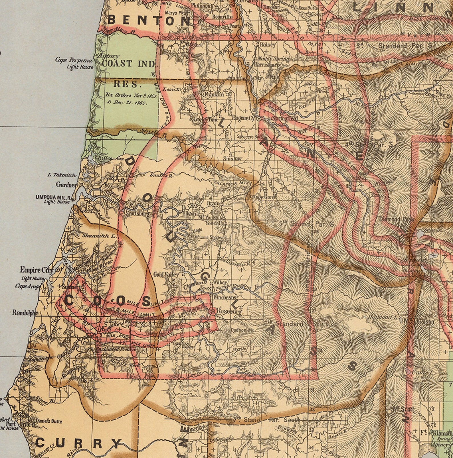 Map of Oregon 1876. Vintage Home Deco Style Old Wall - Etsy