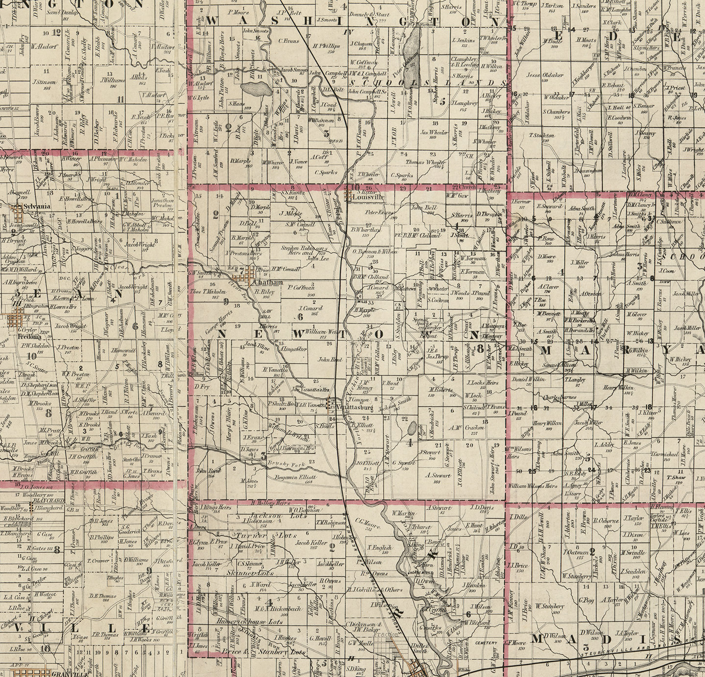 Map of Licking County Ohio. 1854. Vintage Restoration - Etsy