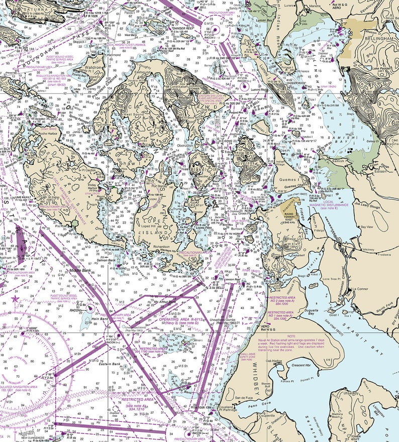 Nautical Charts of Strait of Georgia and Juan De Fuca. Washington ...