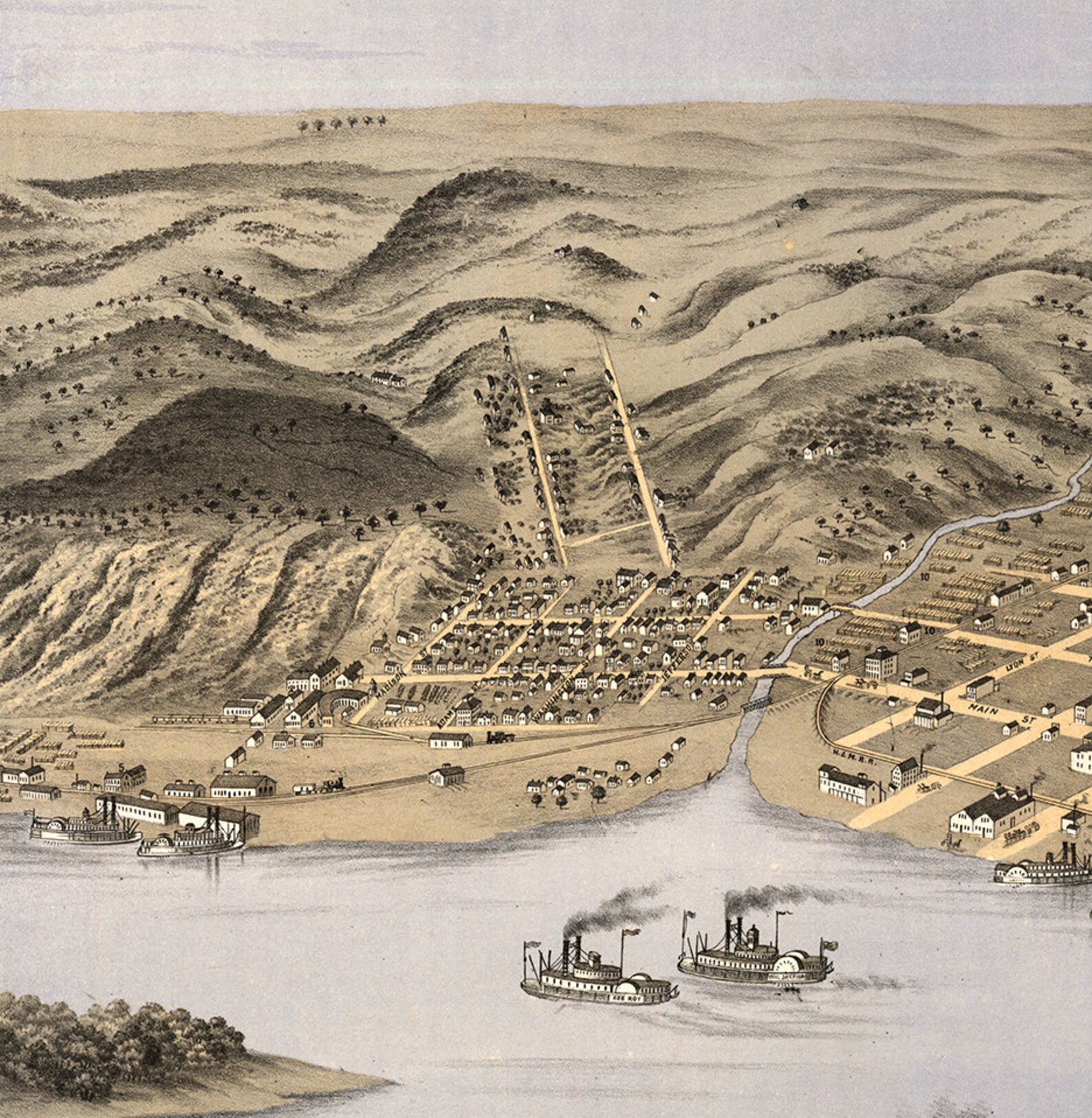 Map of Hannibal, Marion and Ralls Co., Missouri, MO (1869). Home of ...
