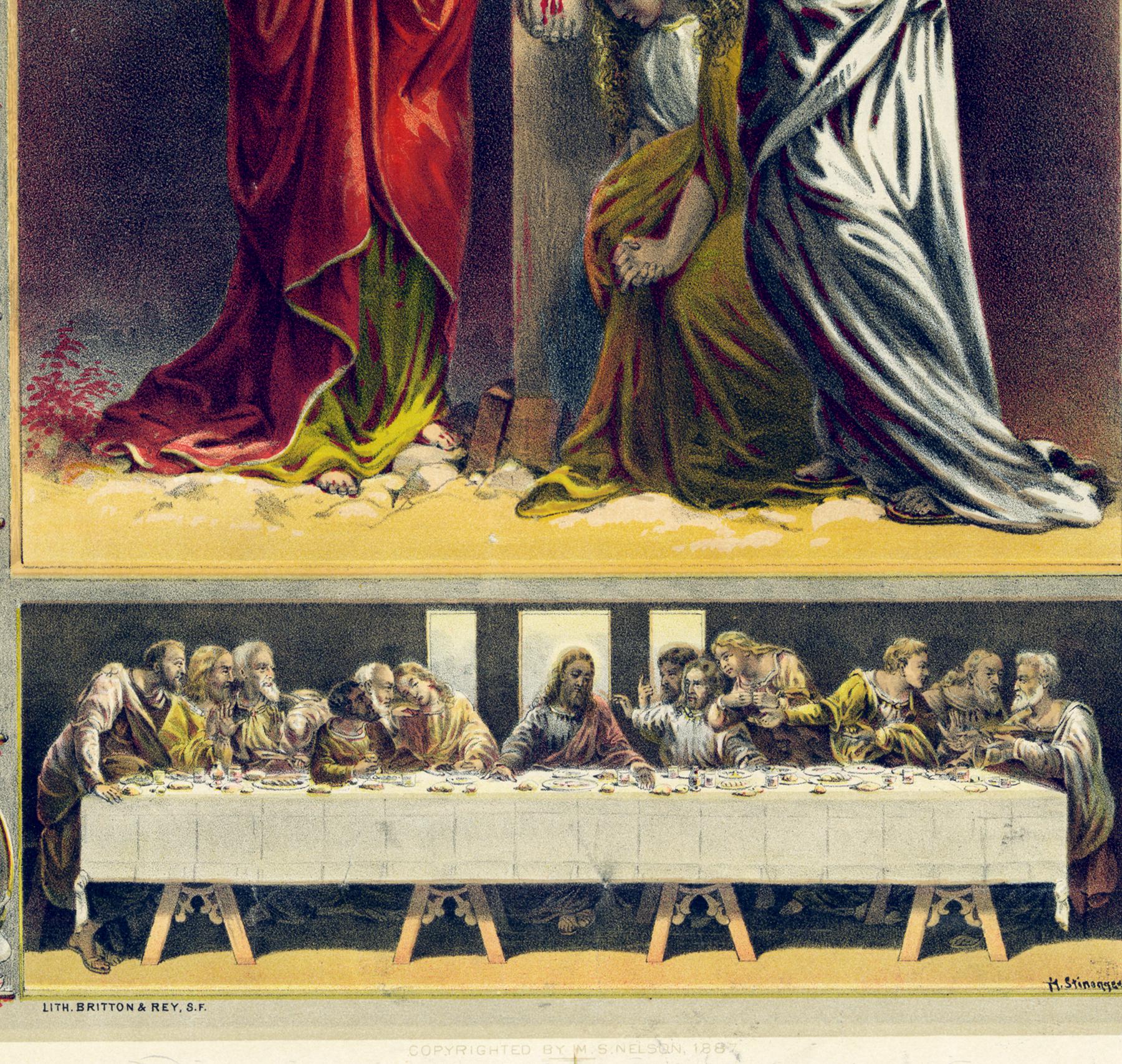 The Crucifixion and the Way of the Holy Cross. Vintage Wall Print ...