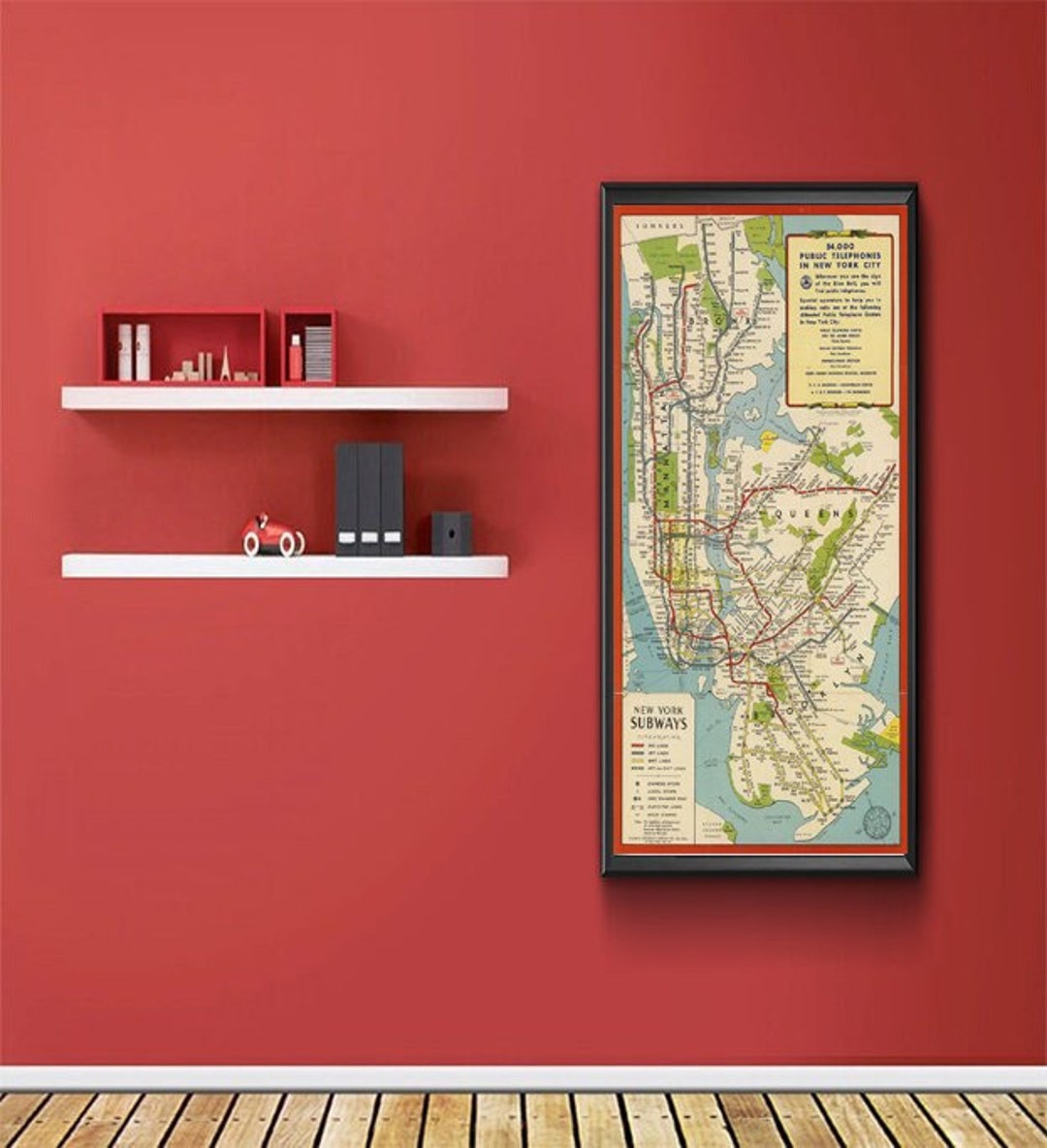New York City Subway Map 1951 NYC MTA System Historic Map. Vintage ...