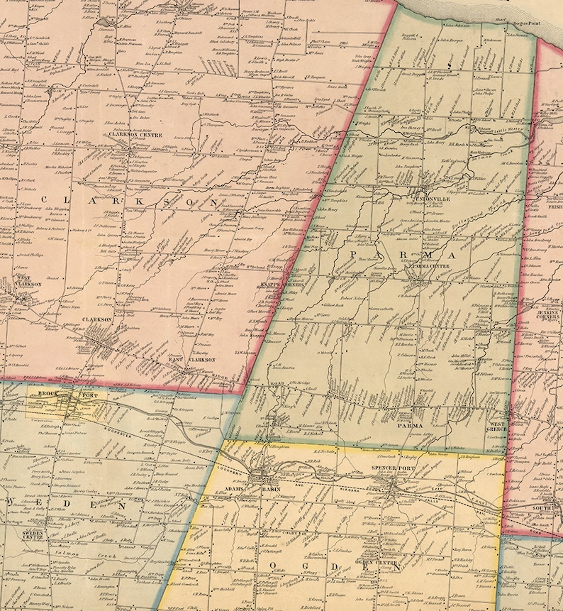 Map of Monroe County New York NY 1852 Restoration Hardware - Etsy