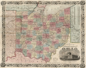 Map of Ohio OH Including County Line 1820. Vintage - Etsy
