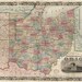 Map of Ohio OH Including County Line, 1851. Vintage Home Deco Style Old ...