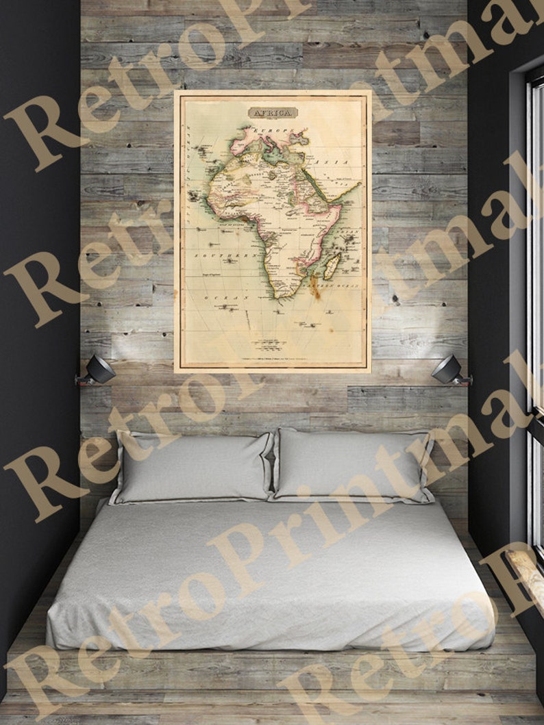 Map of Africa 1814. Vintage restoration hardware home Deco | Etsy