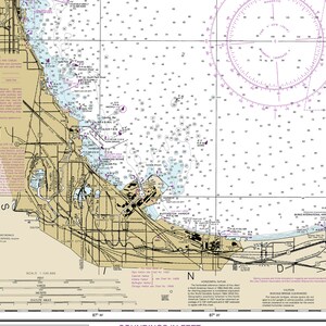 Nautical Chart of Lake Michigan, Waukegan to South Haven. Great Lake ...