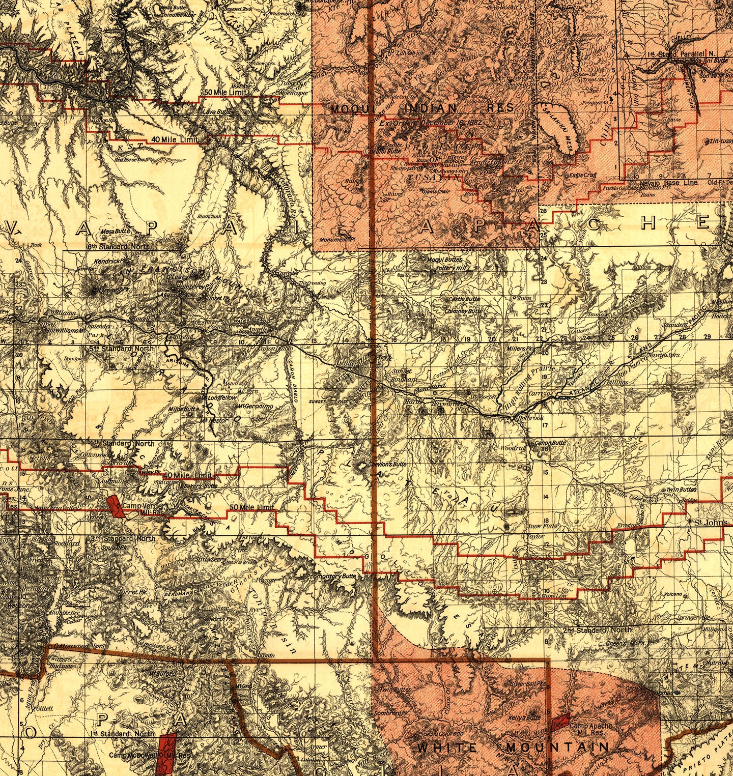 Map of Arizona 1887. Vintage Home Deco Style Old Wall | Etsy