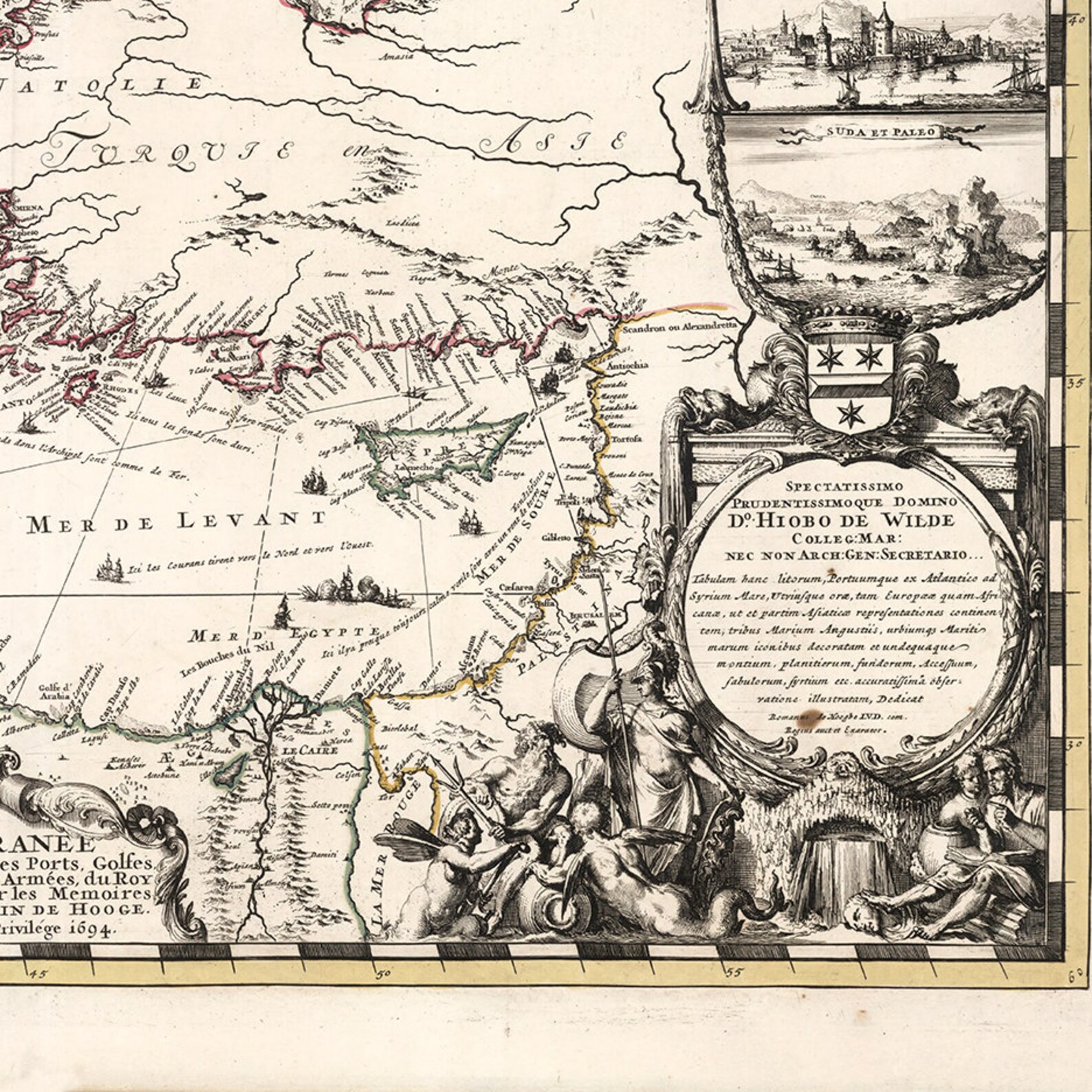 Map of Mediterranean Sea, 1694. Carte Nouvelle De La Mer Mediterranee ...
