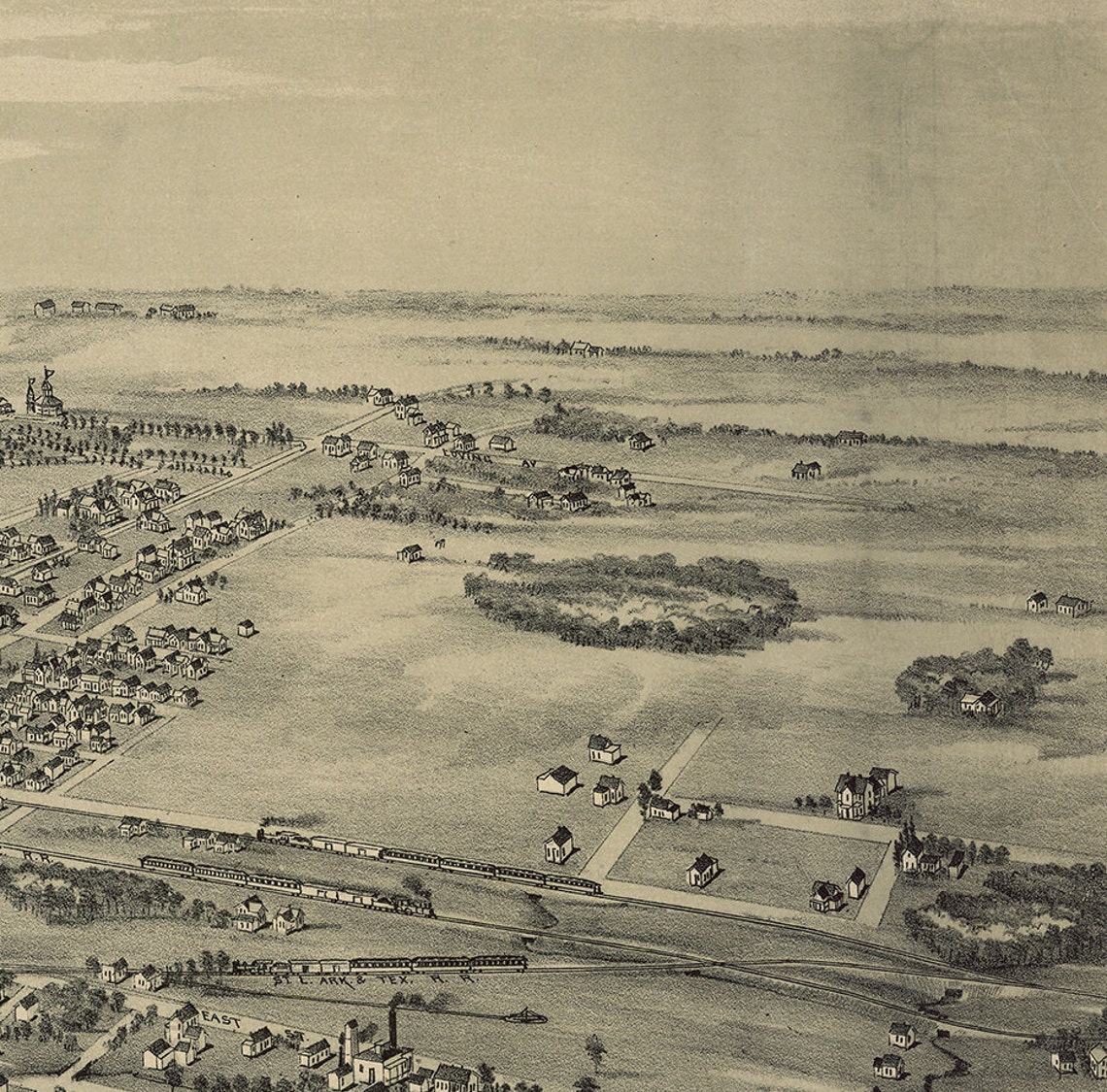 Map of Sherman Grayson Co. Texas. 1891. Vintage Restoration - Etsy