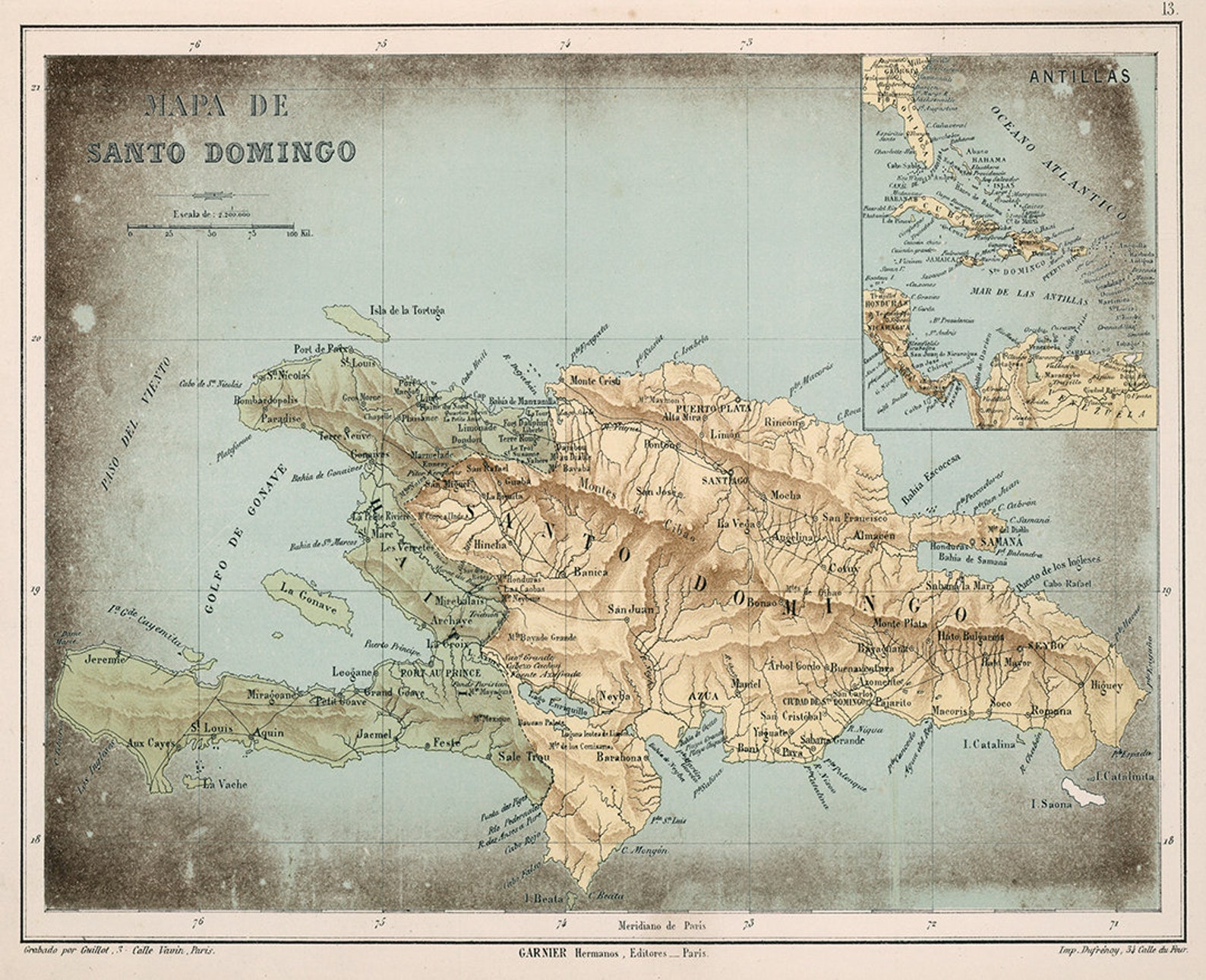 Map of Santo Domingo 1885. Vintage Home Deco Style - Etsy