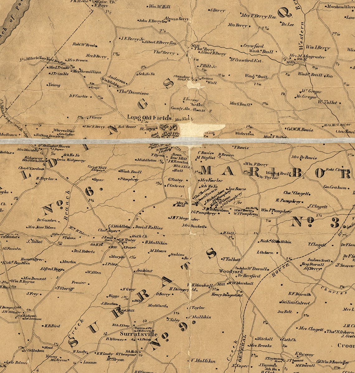 Map of Prince George's County Maryland MD. 1861. Vintage | Etsy
