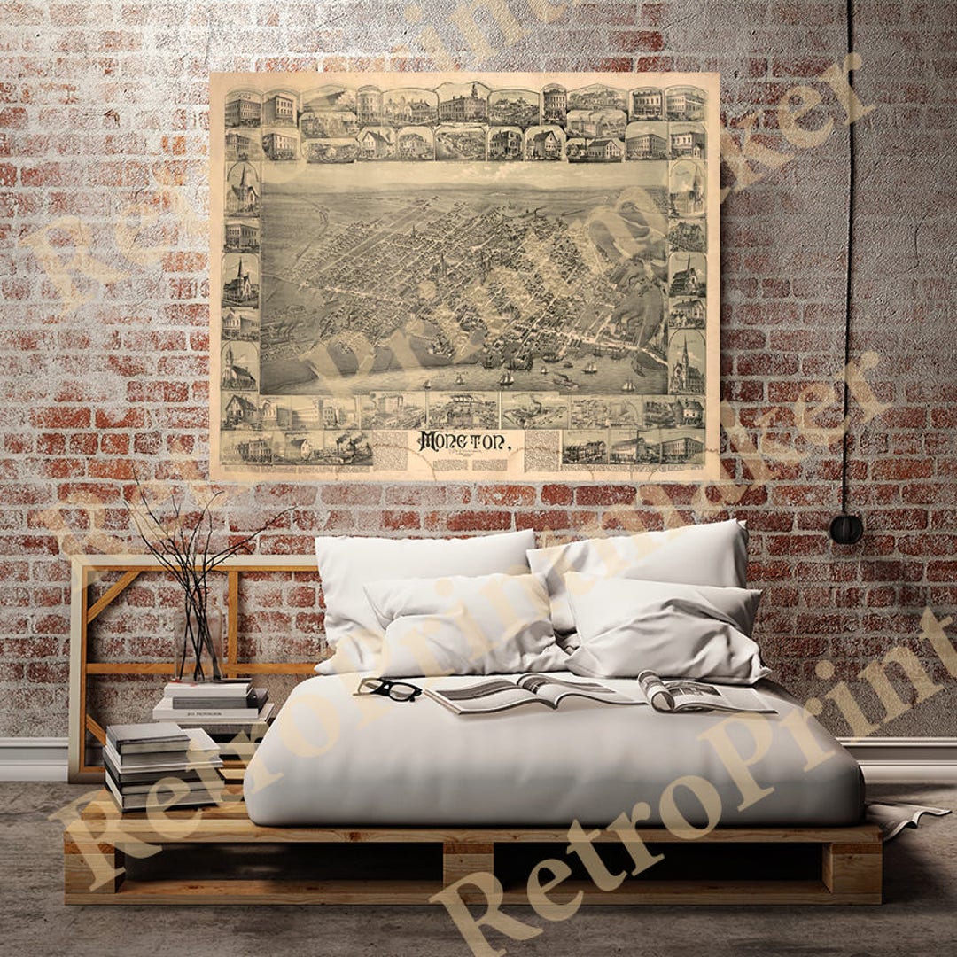 Map of Moncton, New Brunswick, Canada in 1881. Reproduction Vintage ...