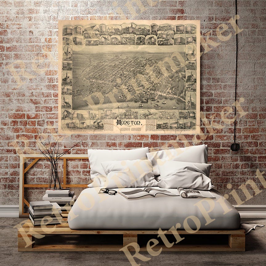 Map of Moncton New Brunswick Canada in 1881. Reproduction | Etsy