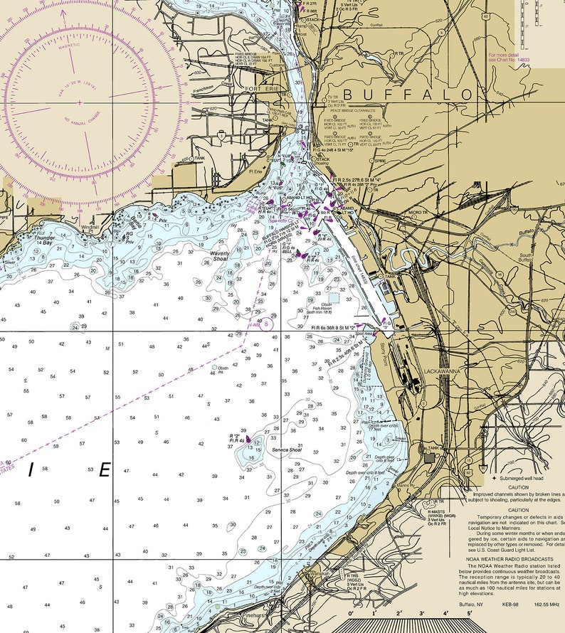 Nautical charts of Approaches to Niagara River & Welland Canal | Etsy