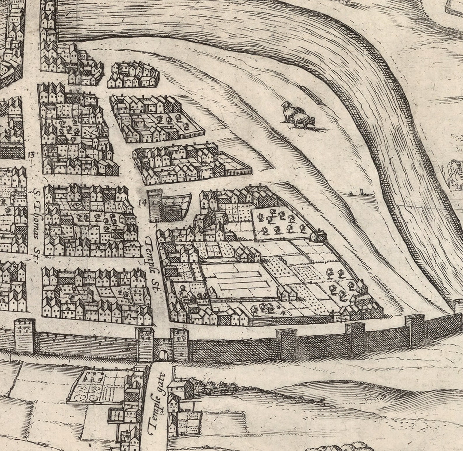 Map of Bristol and Clifton England U.K. 1581. Restoration | Etsy