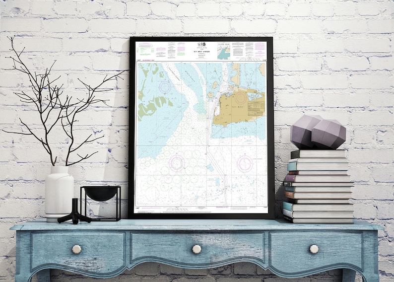 Key West Harbor Map – NOAA Nautical Chart 11447 Reproduction – Florida ...