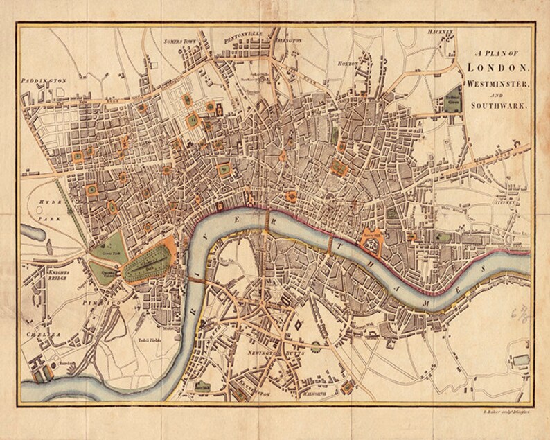 Blank Greeting Card of Map of London Westminster and - Etsy