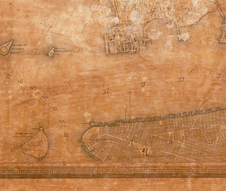 Topographical Map of Jersey City Hoboken New Jersey NJ. - Etsy