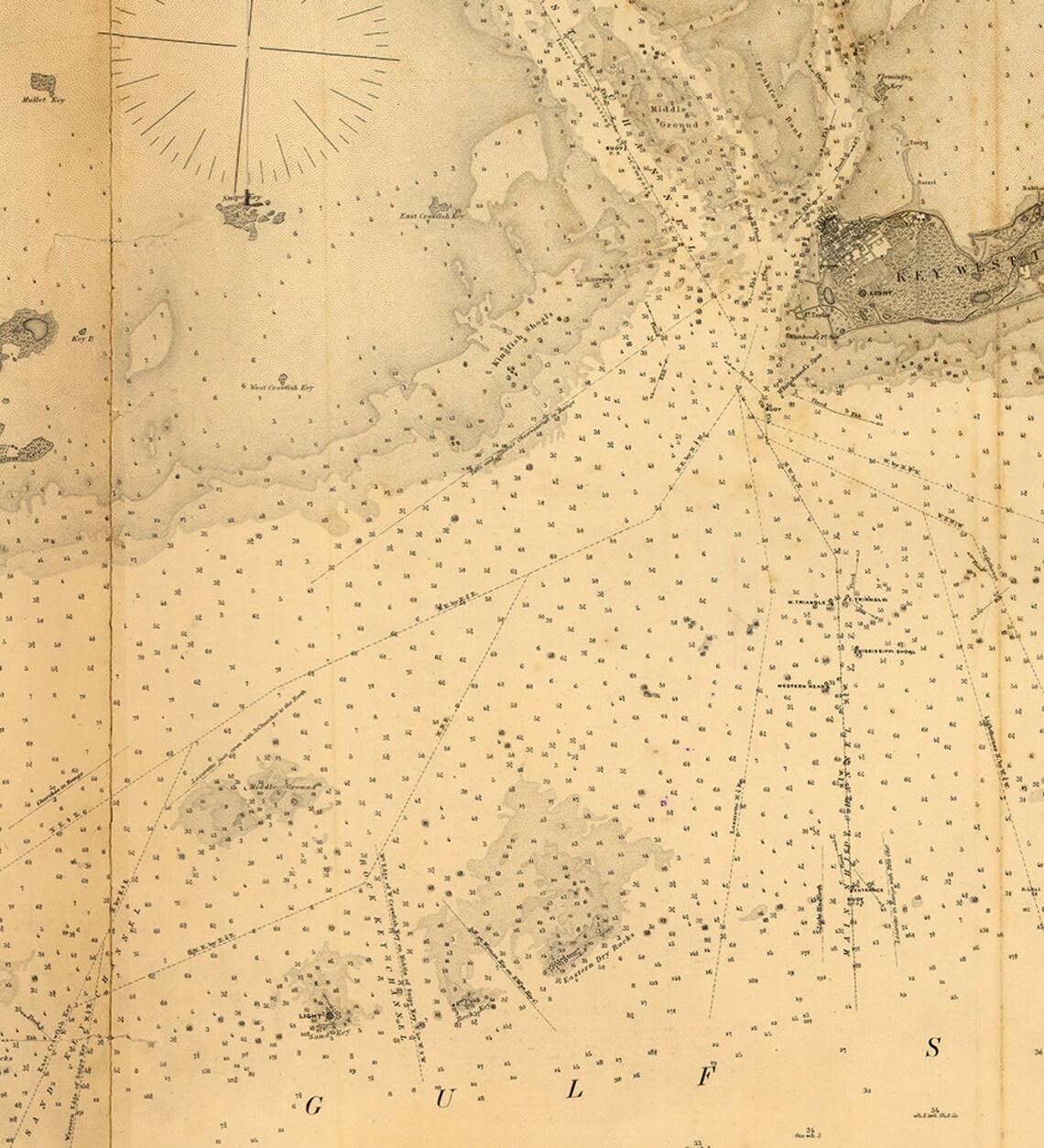 Nautical Charts of Key West Harbor Florida FL 1864. - Etsy