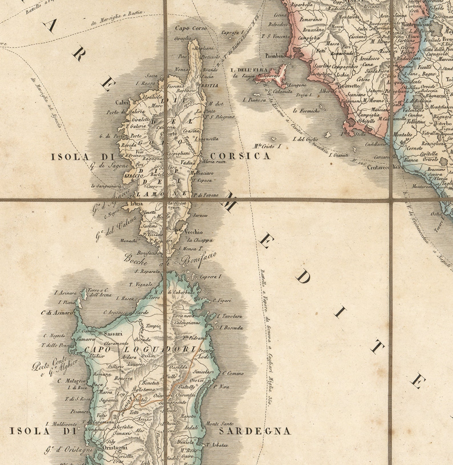 Map of Italy 1851. Vintage Restoration Hardware Home Deco - Etsy