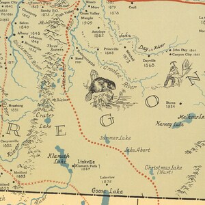 Map of Old Oregon Territory 1848. Vintage Home Deco Style Old Wall ...