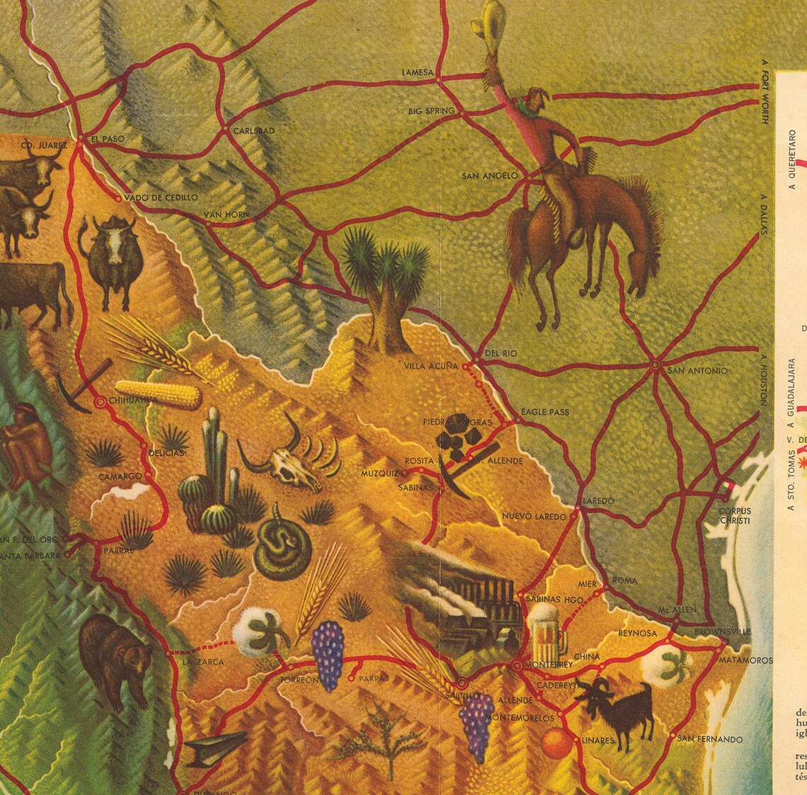 Carreteras De Mexico Highway Map. Vintage Revised Home Décor - Etsy