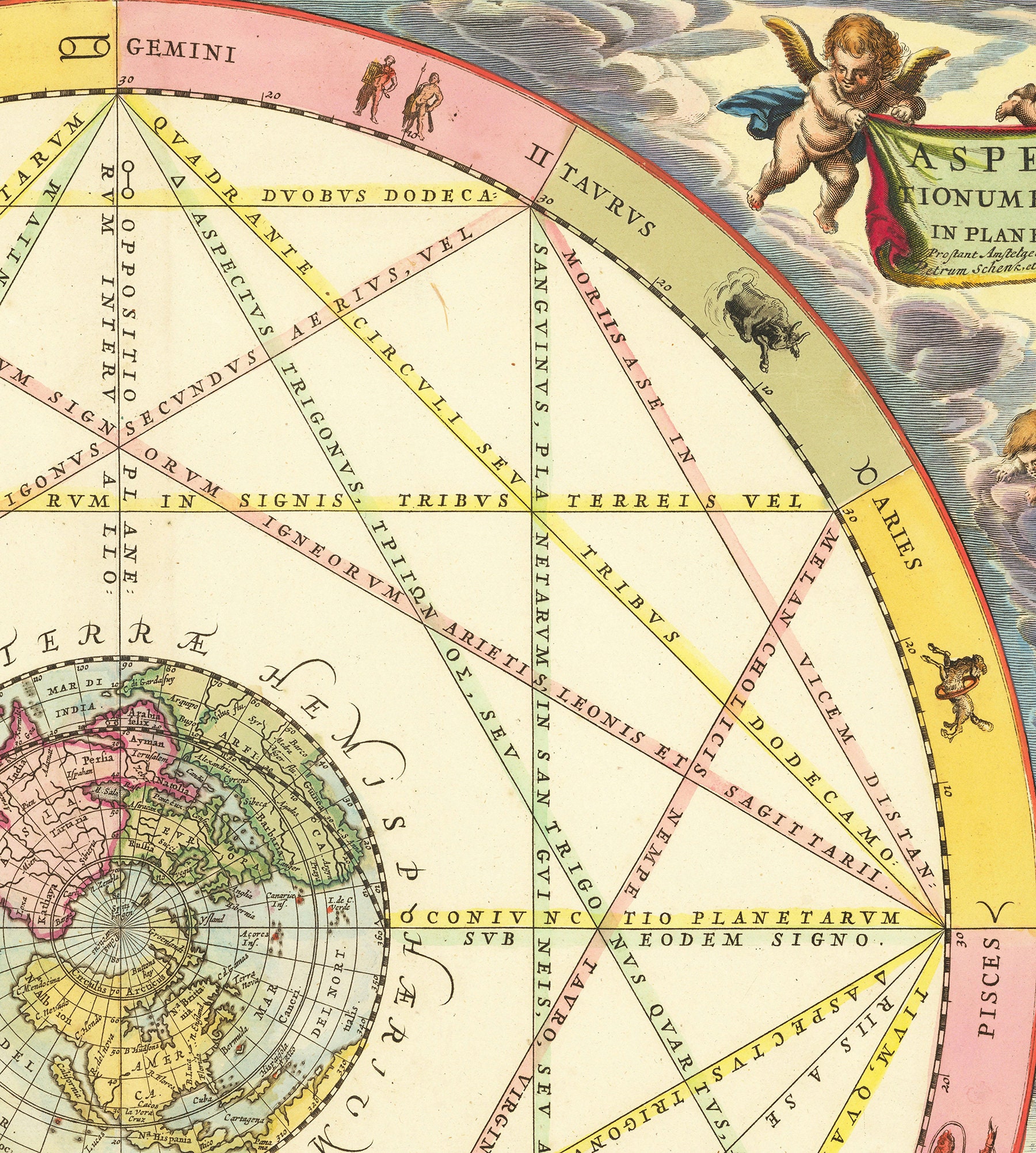 Celestial Chart by Andreas Cellarius - Typus Aspectuum Oppositionum Et ...