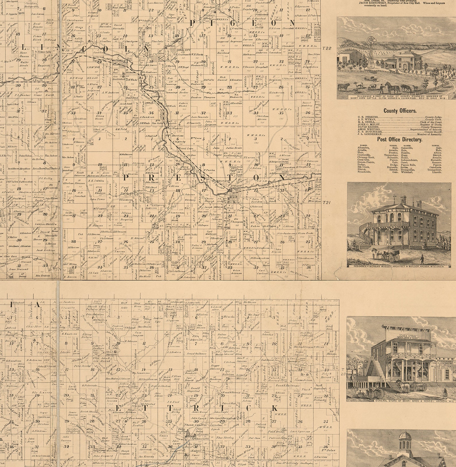 Map of Trempealeau County Wisconsin WI 1877. Home Deco Style - Etsy