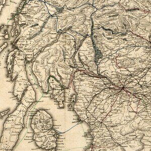 Scotland, the Tourist Vintage Reproduction Map. Covers Scotland South ...