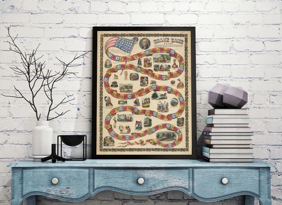 Snake game rules. Game Board. Vintage reproduction | Etsy