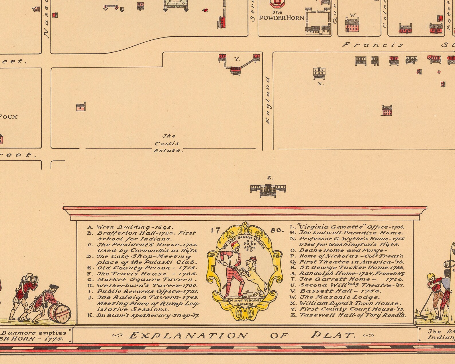 Map of Colonial Williamsburg, Virginia. Reproduction Map. - Etsy