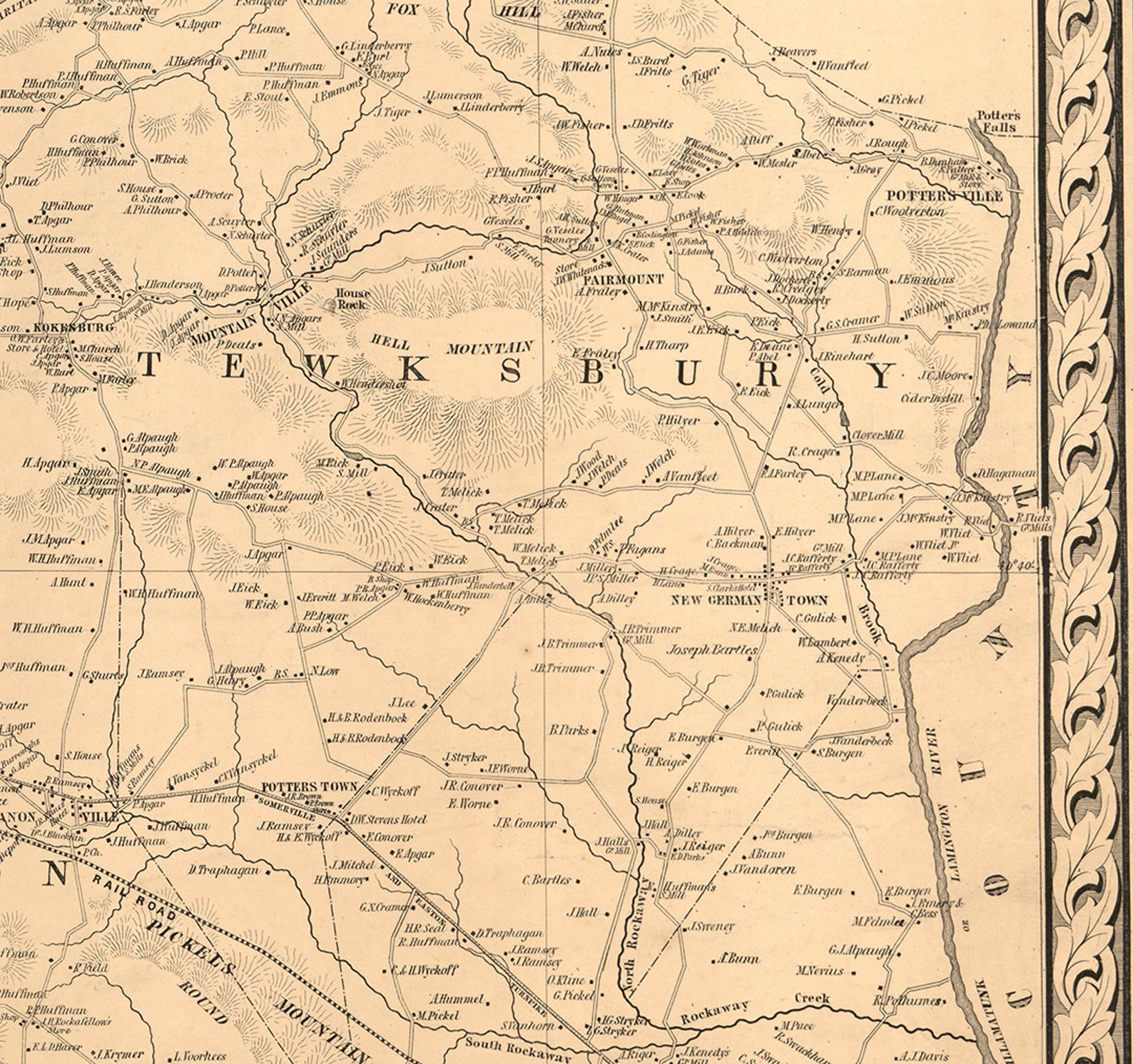 Map of Hunterdon County New Jersey 1851. Vintage Restoration - Etsy