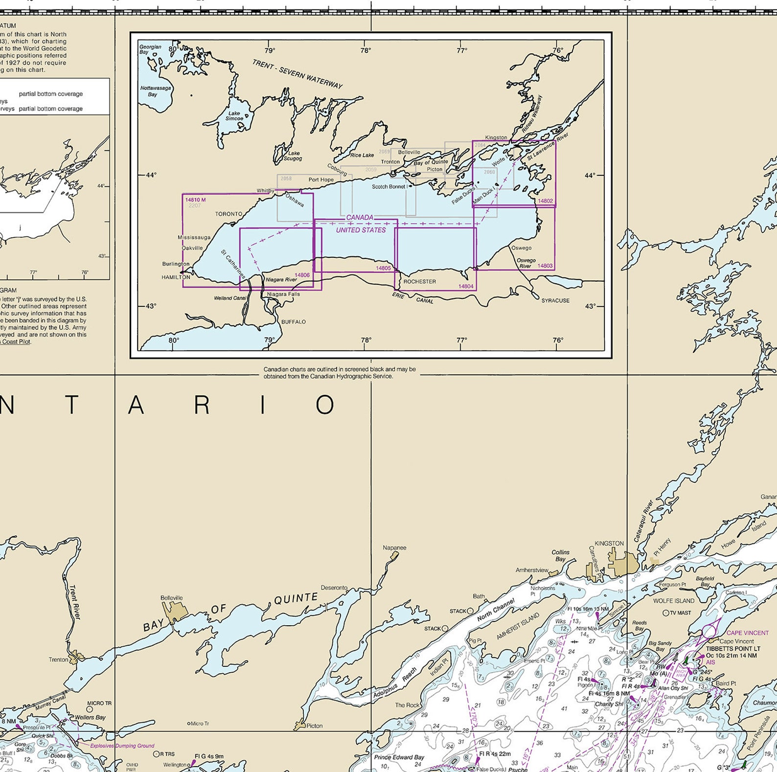 Nautical Charts of Lake Ontario. Lake Erie. Great Lakes. Lake - Etsy