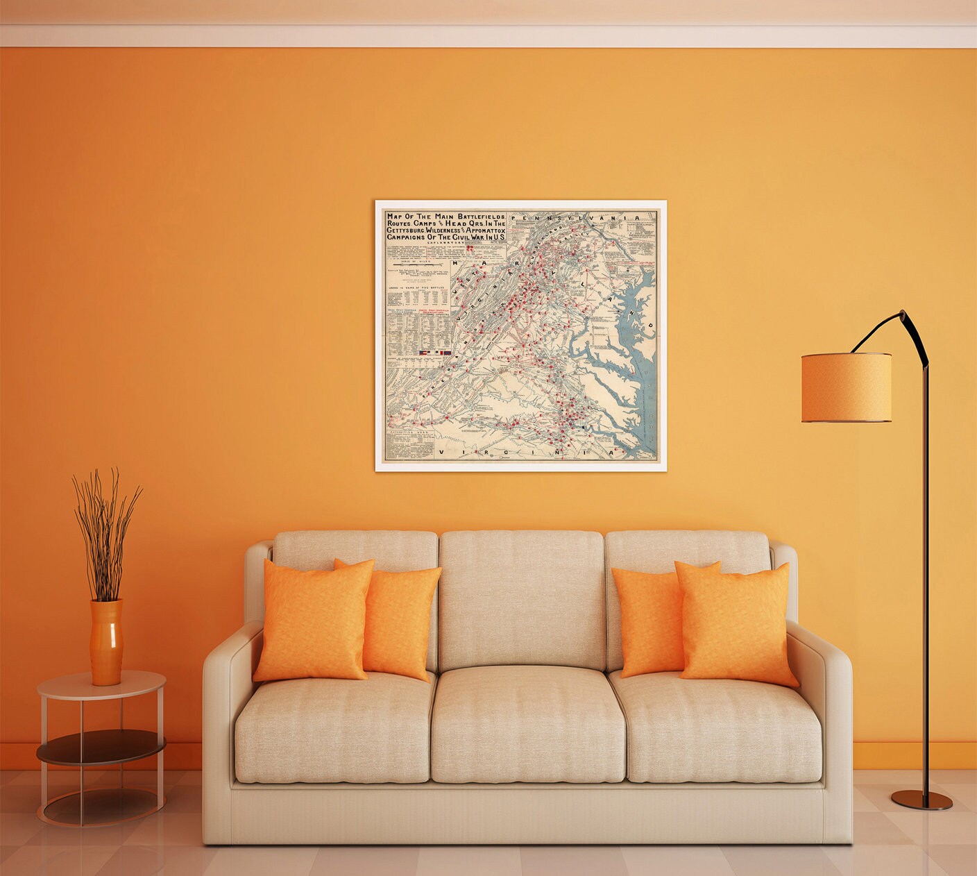 Map of the Main Battlefields, Routes, Camps and Head Qrs., in the ...