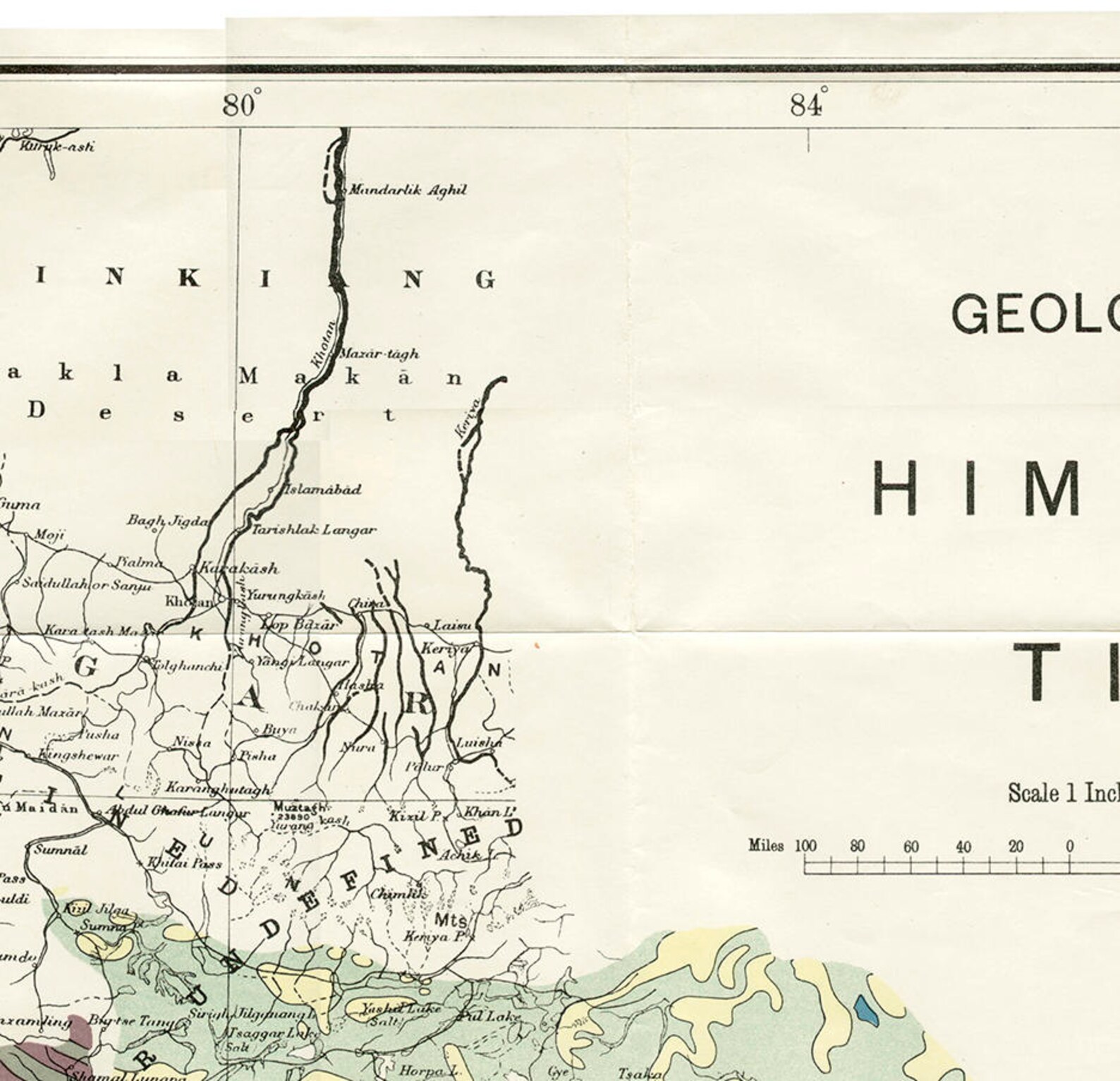 Geological Map of Himalaya and Tibet, 1933 . Restoration Hardware Home ...