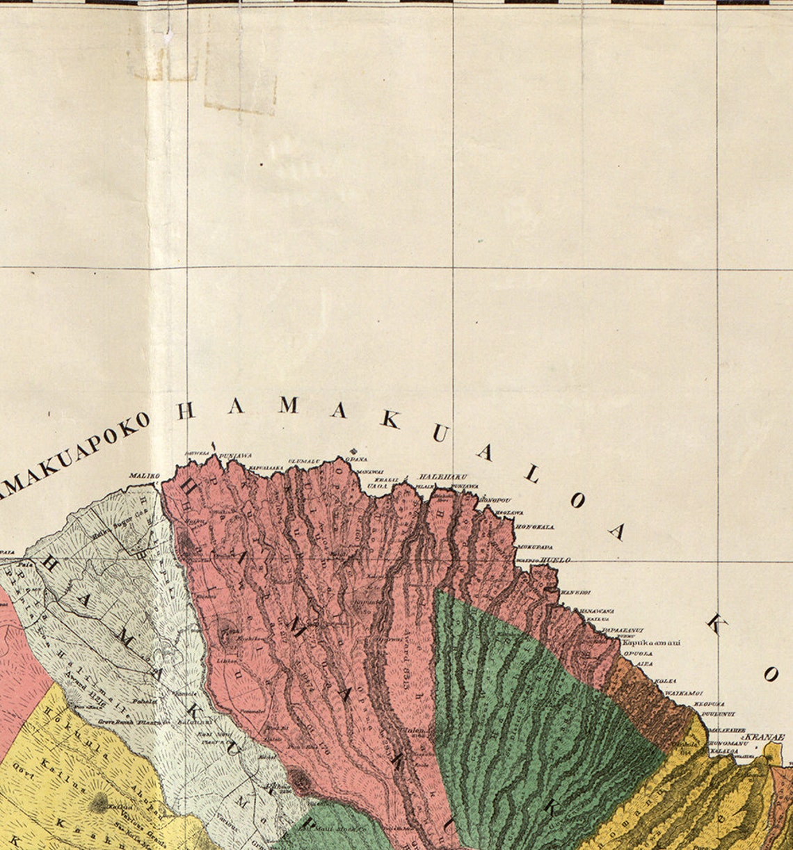 Vintage Map of Maui Hawaii 1885| Hawaiian Islands Reproduction Map ...