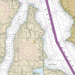 Puget Sound Shilshole Bay to Commencement Bay Washington Nautical Wall ...