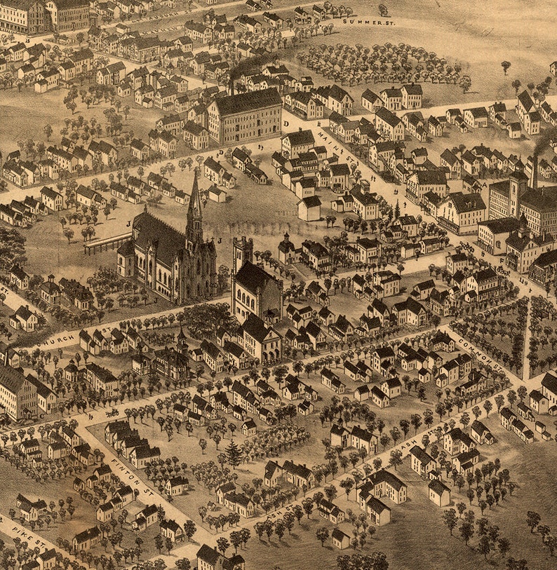 Map of Hopkinton, Middlesex County, Massachusetts, MA, 1880 ...