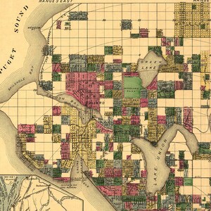 Guide Map of Seattle, Washington WA, 1890. Restoration Hardware Home ...