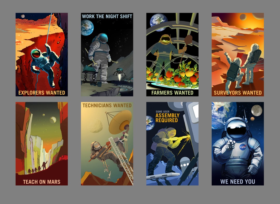 Set of EIGHT 13"x19" NASA Mars Explorers Wanted Series. Giclee ...