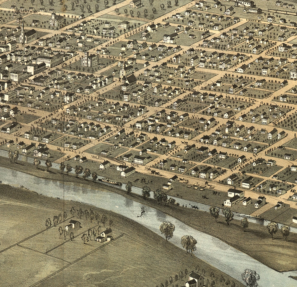 Map of Peru, Miami Co., Indiana IN. 1868. Vintage Restoration Hardware ...